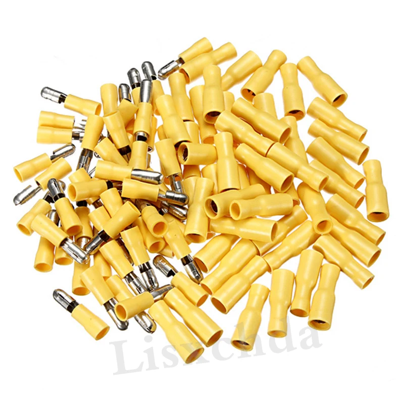 10PCS Yellow Assorted Female + Male Bullet Butt Connector Crimp Wire ...