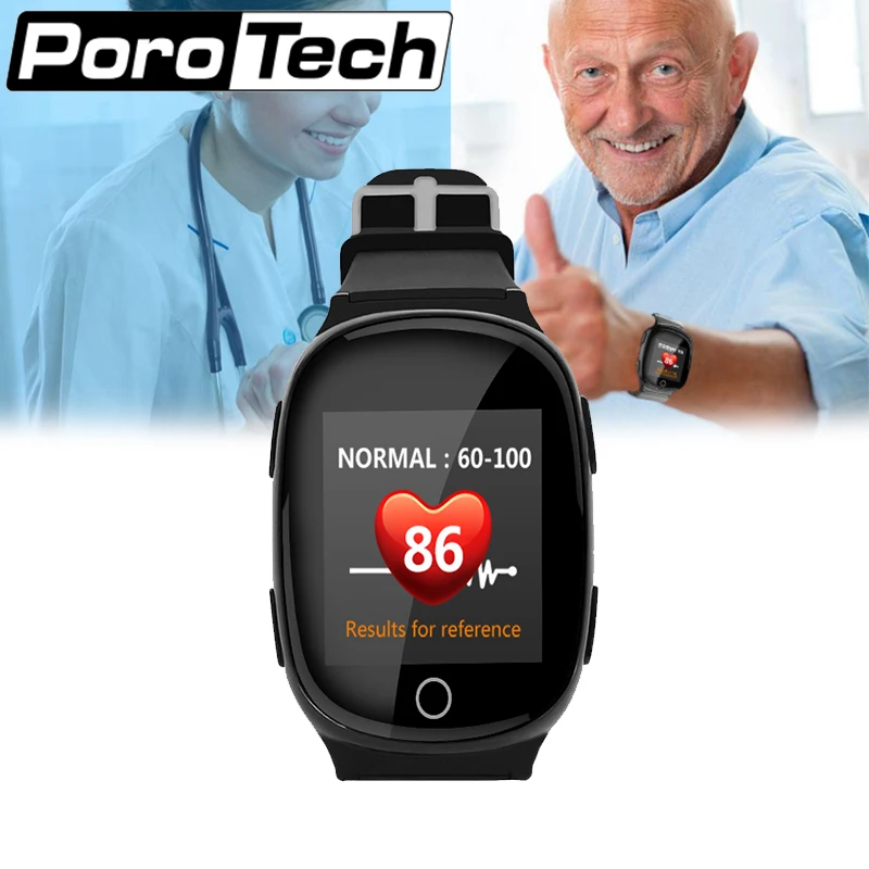 D100 5 unids/lote ancianos reloj inteligente GPS + LBS + soporte WIFI Monitor de ritmo cardíaco ...