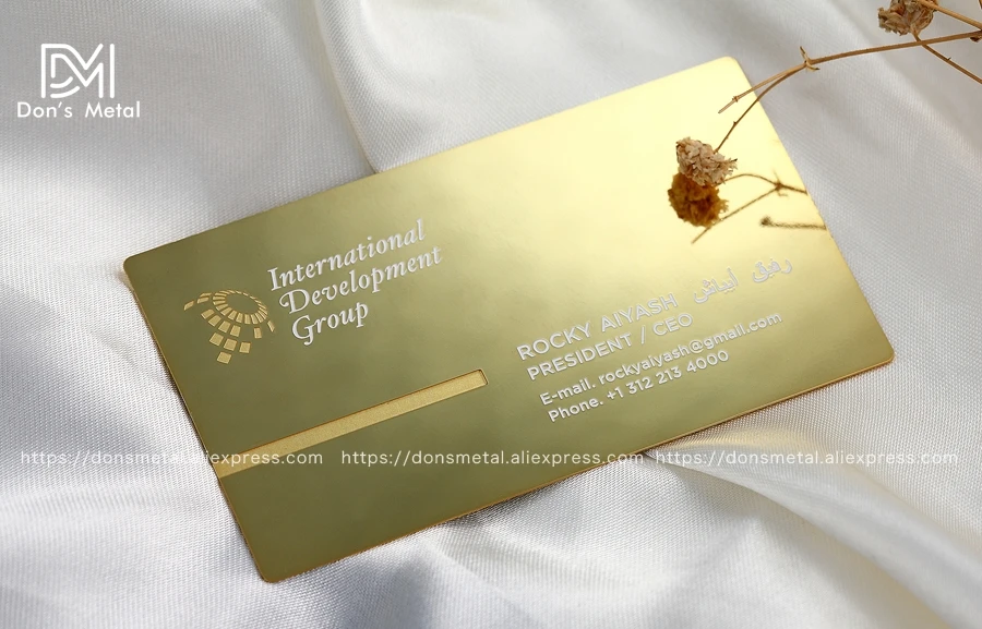 Electroplating gold metal membership card stainless steel mirror card ...
