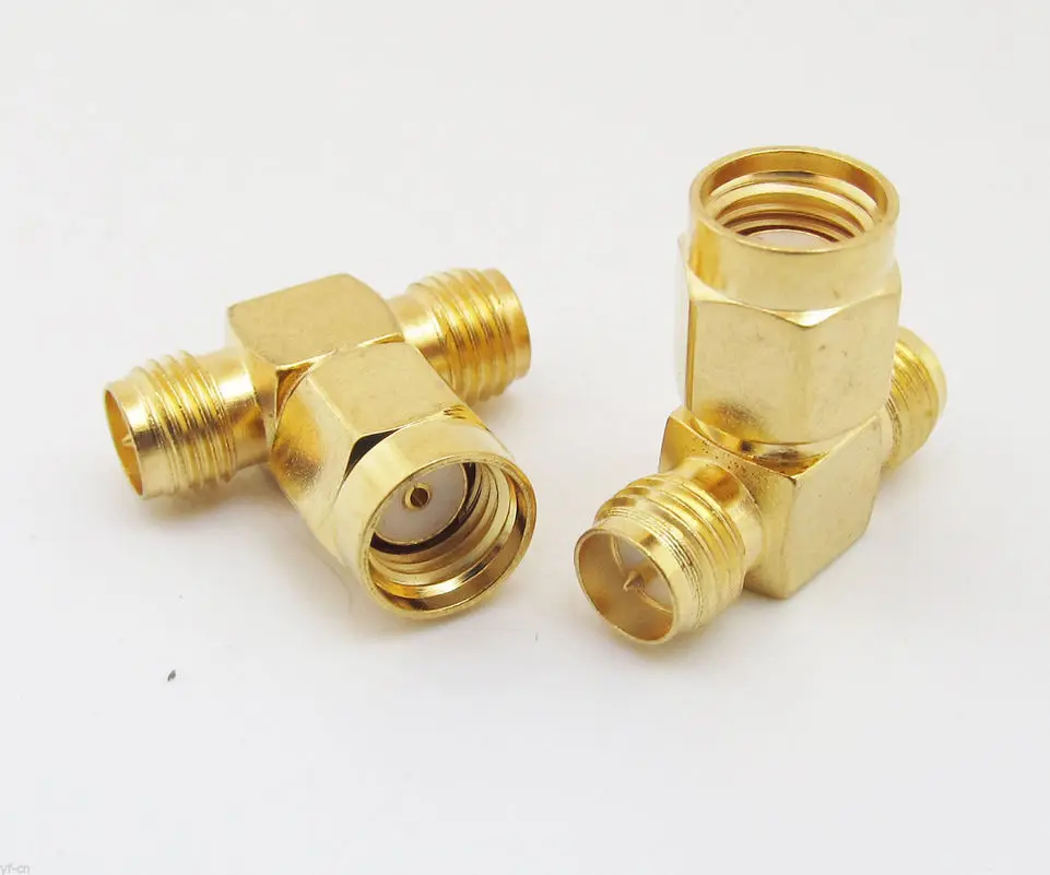 SMA RF Adapter RP-Male to Dual RP-Female Male pin T Type Coaxial ...