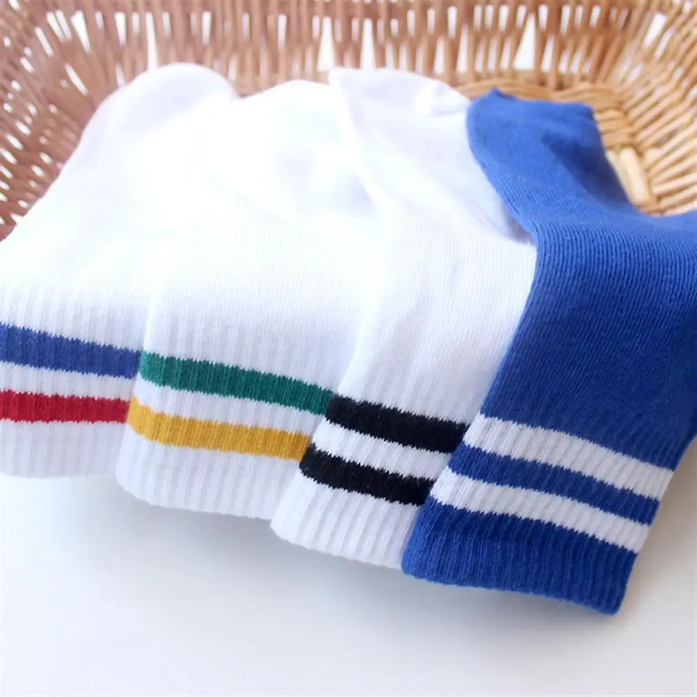 NEW Classic Women Girls Two Stripes Cotton Socks Retro Old School ...