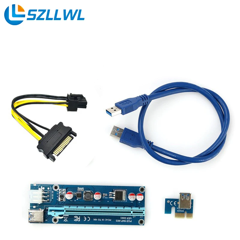 Riser card PCI E 1X to 16X extension conversion 6pin port laptop ...
