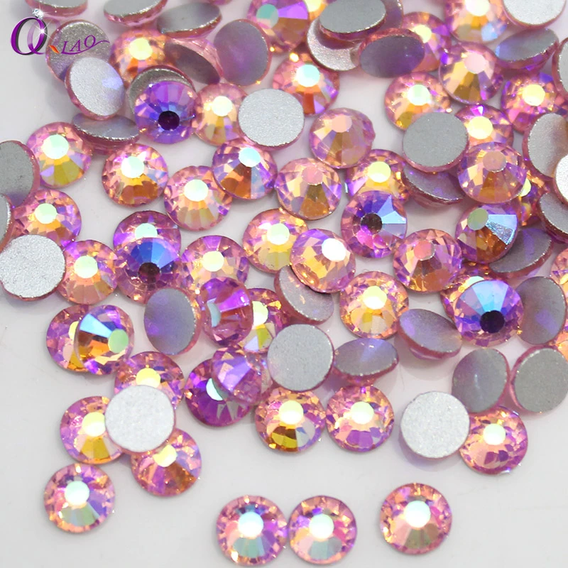 Light Rose Ab Rhinestones Flat Back Non Hotfix Glitter Art Design Stone ...