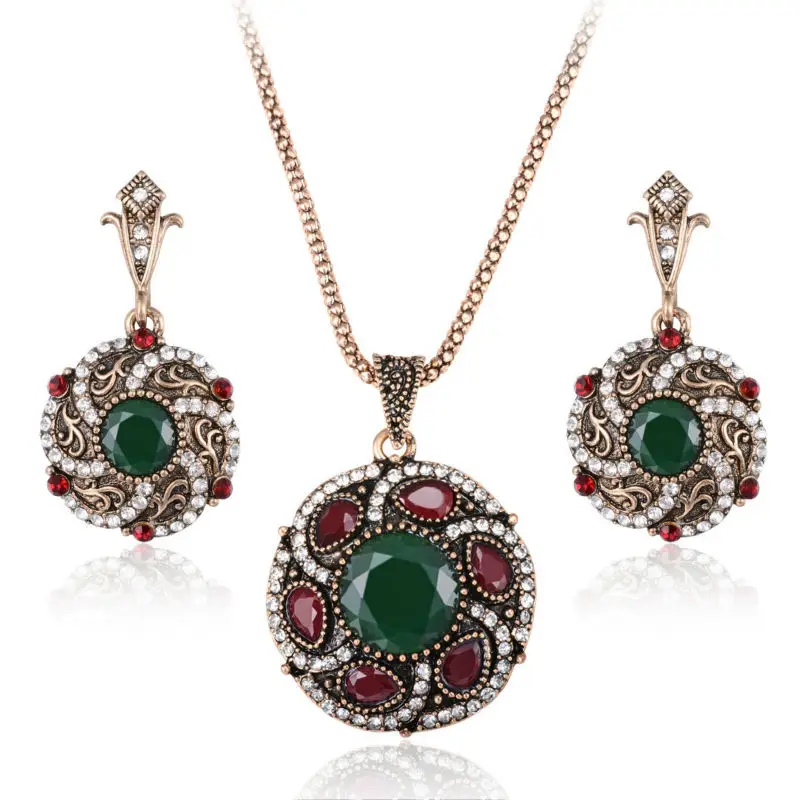 Turkish Women Vintage Jewelry Set Gold Ethnic Statement Necklace ...
