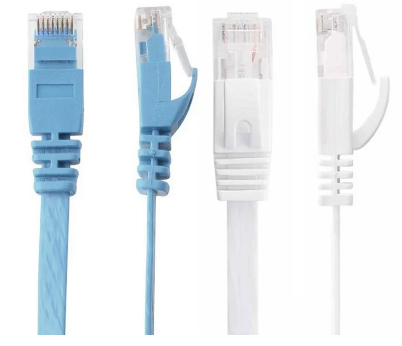 Cable de red Ethernet CAT6 plano Blanco/azul de 1m, Cable de conexión ...