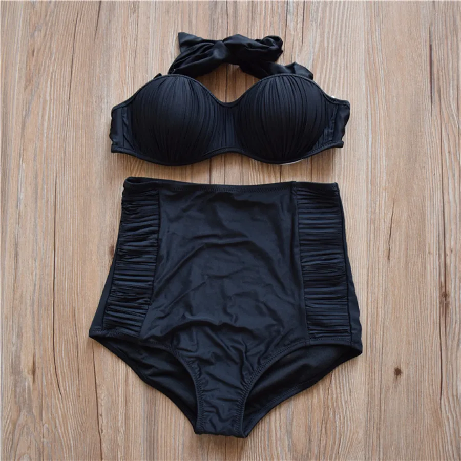 Newest High Waist Bikini Women Push Up Classic Black Bikini Set Super ...