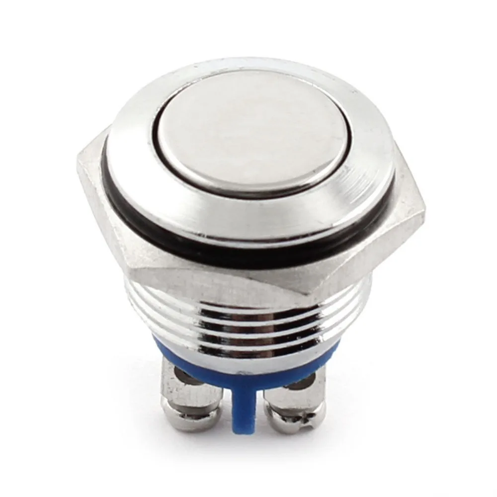 16mm Flat Top Button Momentary SPST Car Metal Push Button Switch-in ...