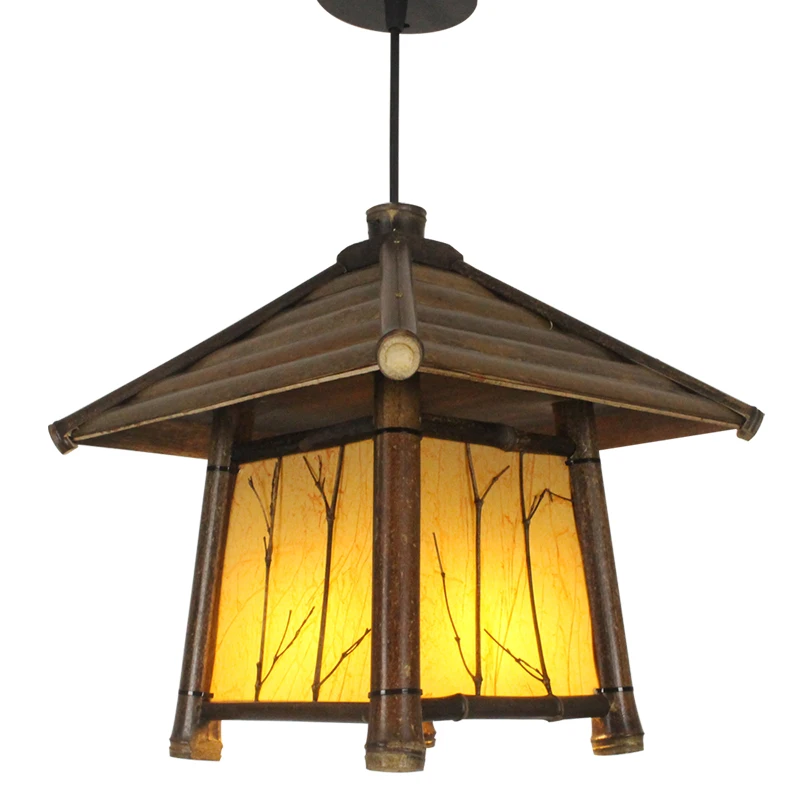 Japanese Modern Bamboo Pendant Light Washitsu Tatami Decor Shoji Lamp ...