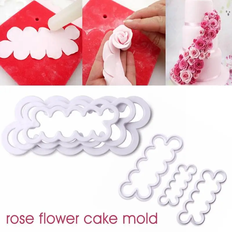 3Pcs/set Rose folwer Shape Cookie cake Cutters Biscuit Fondant DIY ...