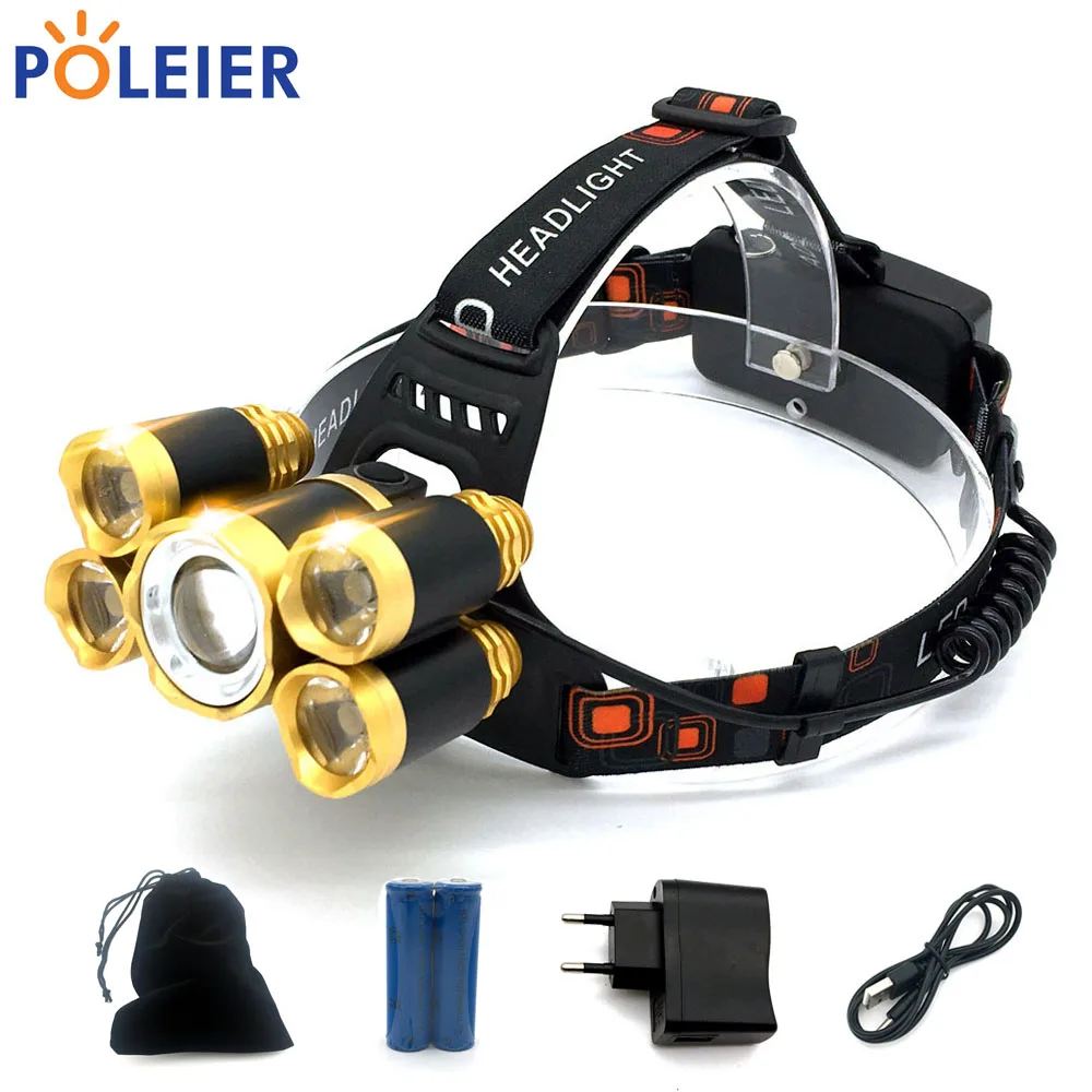10000 Lumens LED Head Torch Headlamp 1*T6+4*XPE LED Head Lamp ...