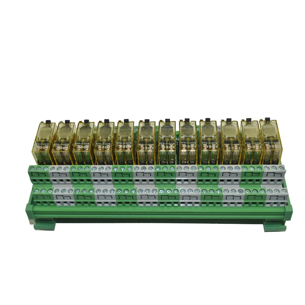 12 Channel Dpdt Din Rail Mount Idec Rj2s 24v Interface Relay Module ...