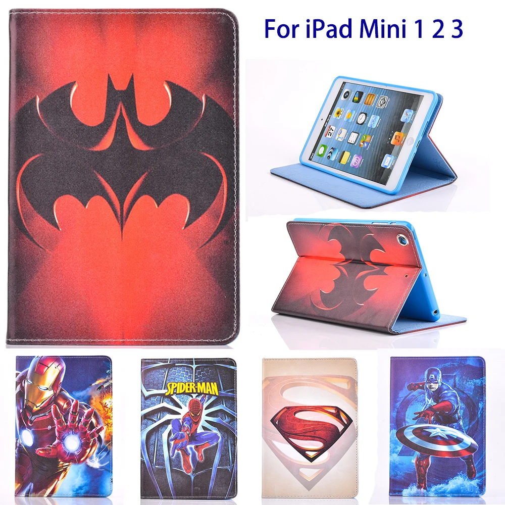 Case for Apple iPad Mini 1 2 3 Tablets Case Cartoon Super man Spiderman ...