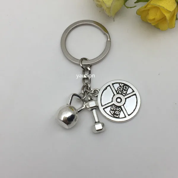 1Pcs Key chain ,Dumbbell Charm, Kettlebell 45lbs Weight Plate ...