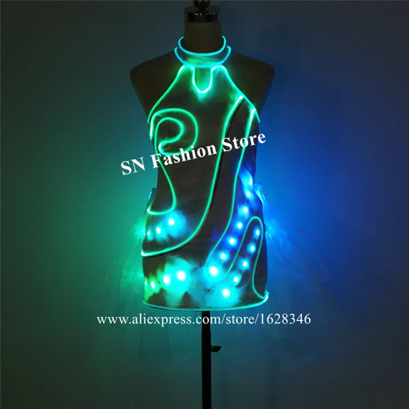 TC-208 Programmable LED dress women stage show luminous dance costumes ...