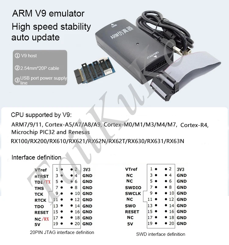 JLINK V9 Simulator Downloader STM32 ARM MCU Development Board Burns V8 Debugging Programmer