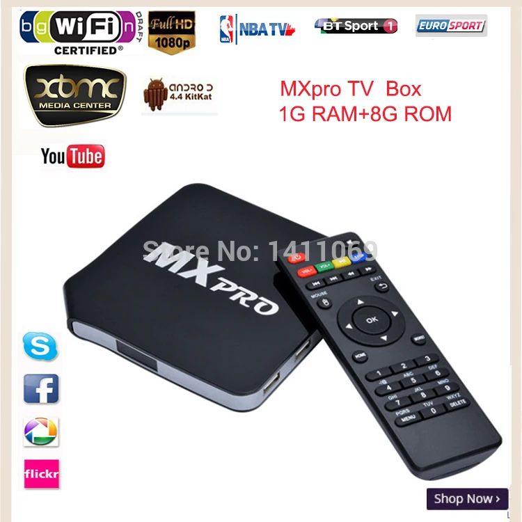 Original! XBMC Fully Loaded MXpro TV Box Android 4.4.2 TV Box Quad Core ...