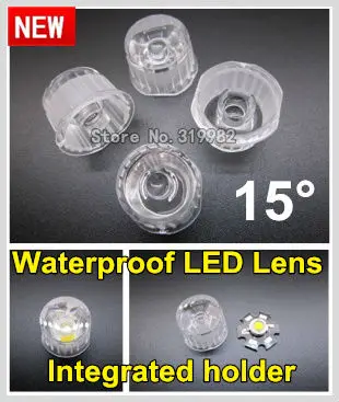 200pcs/lot, LED lens 15 degree, waterproof PMMA lenses with lens holder ...