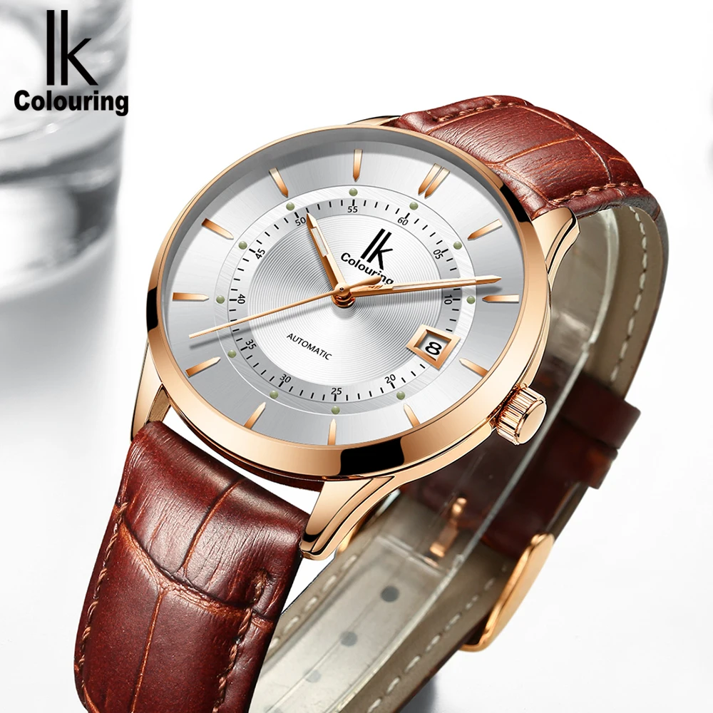 IK Colouring Business Series Automatic Watch for Men Leather Strap ...