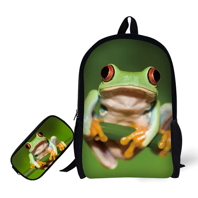 3d Animal Frogs Printing Children Backpack+pencil Case For High School ...