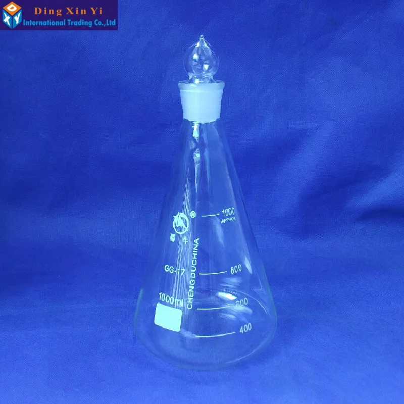 (2 pieces/lot)1000ml Conical flask with stopper, Conical flask,with ...