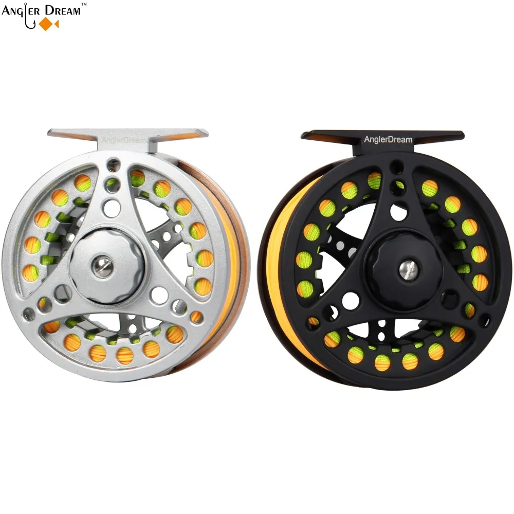 3/4 5/6 7/8 WT Silver Black Fly Reel & Line Combo Large Arbor Aluminum ...