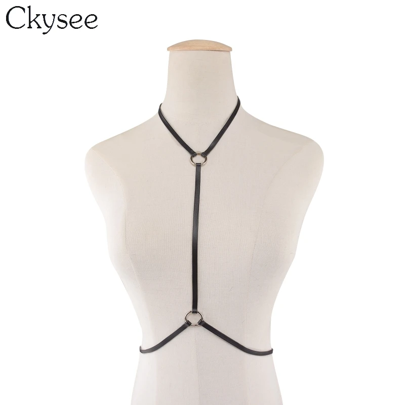 Ckysee 2018 Gothic Punk Black Leather Body Chains For Women Sexy Bra ...