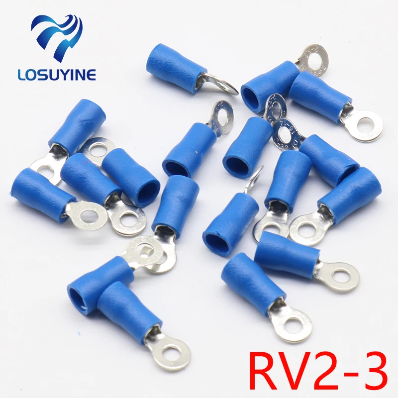 RV2-3 Blue 22-16 AWG 1.5-2.5mm2 Insulated Ring Terminal Connector Cable ...