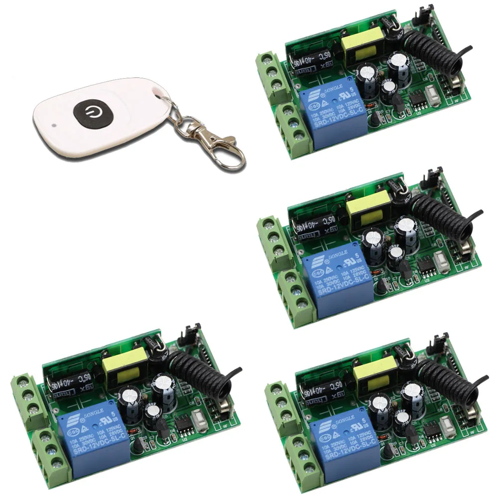 5pcs/set Wireless Remote Control Switches AC85V 250V 10A Relay Receiver ...