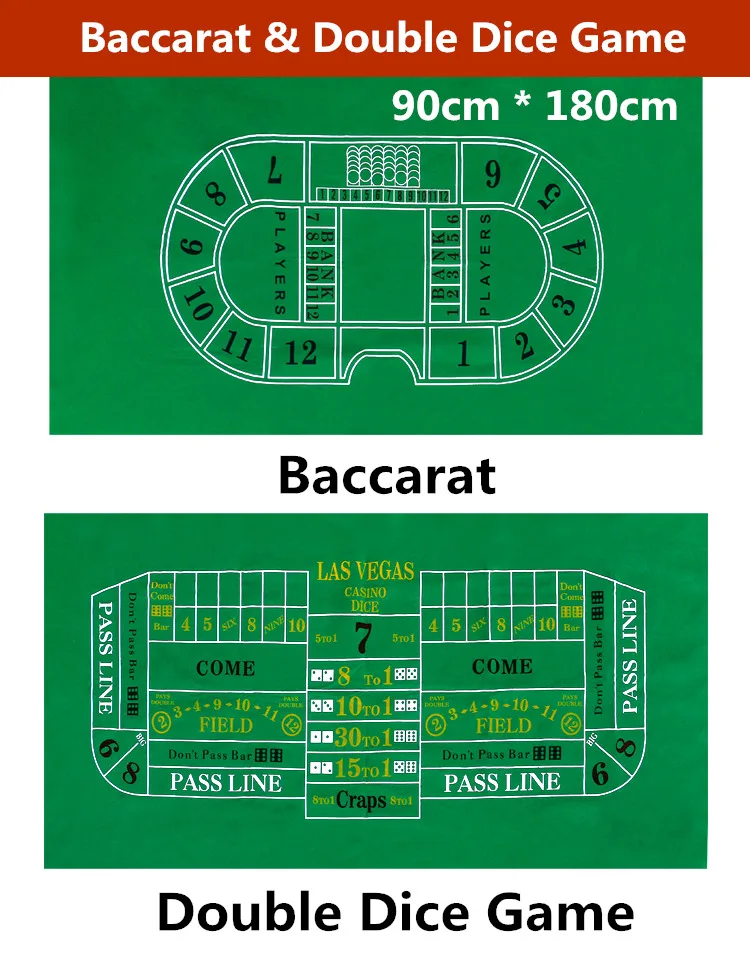 Double Side Green color Baccarat and Double Dice Game gaming tablecloth ...