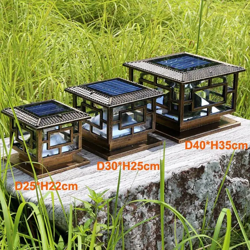 D25*h22cm Antique And Classic Style Led Solar Pillar Light /solar ...