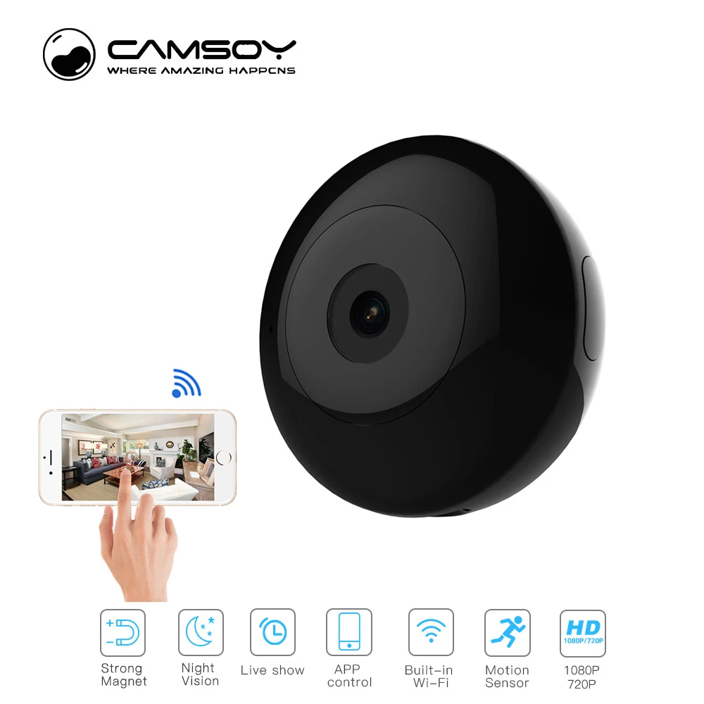Camsoy Cookycam C2 ミニカメラ 720 P ナイトビジョン HD ビデオカメラ IP P2P WiFi ビデオカメラ ...