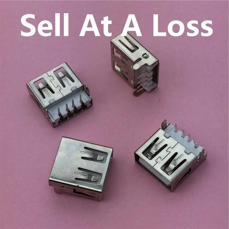 10 unids/lote USB 2,0 4 pines tipo A conector hembra G54 2 pies 90 ...