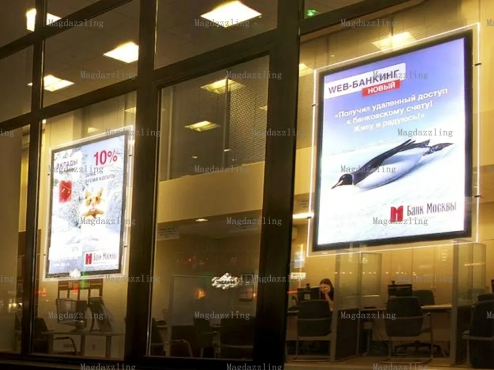 Vertical Hanging Acrylic Frame LED Window Display,A2 Single Sided ...