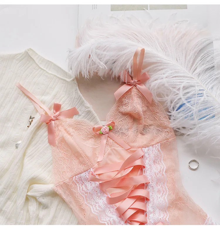 Body Sexy de encaje Floral sin entrepierna para mujer, lencería erótica ...