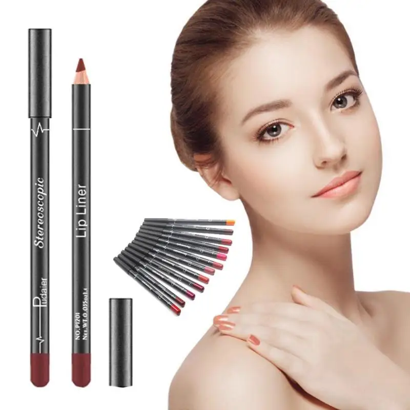 PUDAIER 12 Pcs/Pack Lip Liner Pencil Set Sexy Colors Moisturizing ...