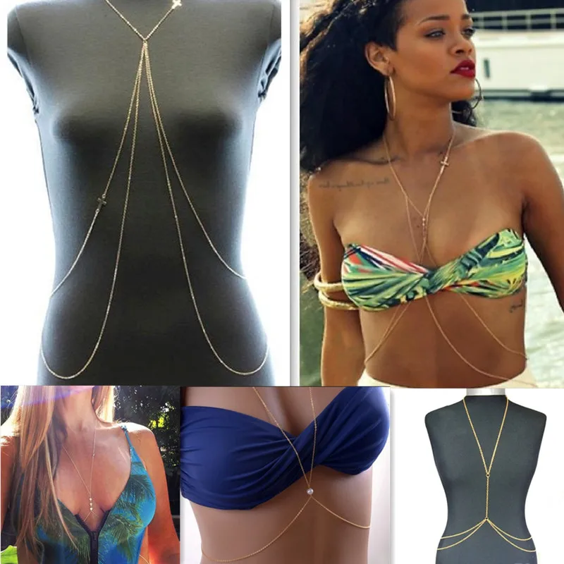 2015 New Body Chain Crystal Bikini Hot Sale Sexy Link For Women Beach