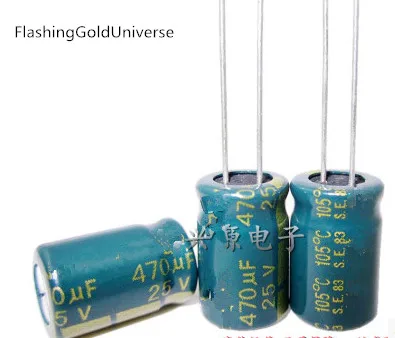 100 PCS 470uF/25V 8*12mm DIP 25V 470uF Aluminum Electrolytic Capacitor ...