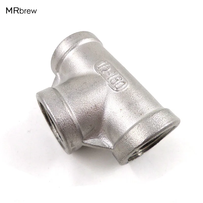1/2" Female BSP Tee 3 way Threaded Pipe Fittings Stainless Steel 304 ...