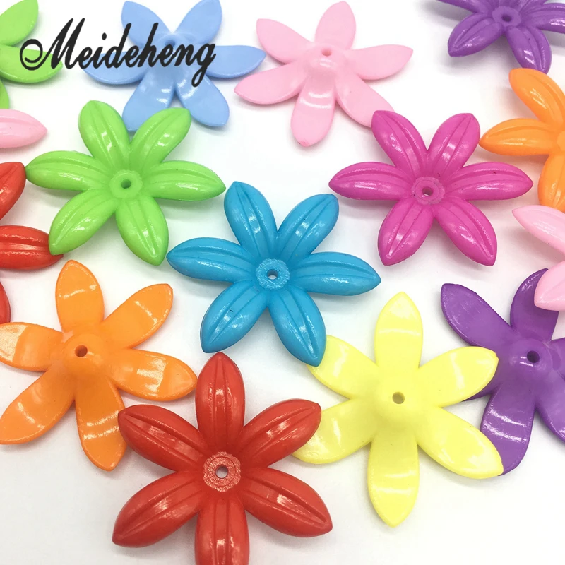 Acrylic Solid Colorful Flower Beads For Jewelry Making Light Spring ...
