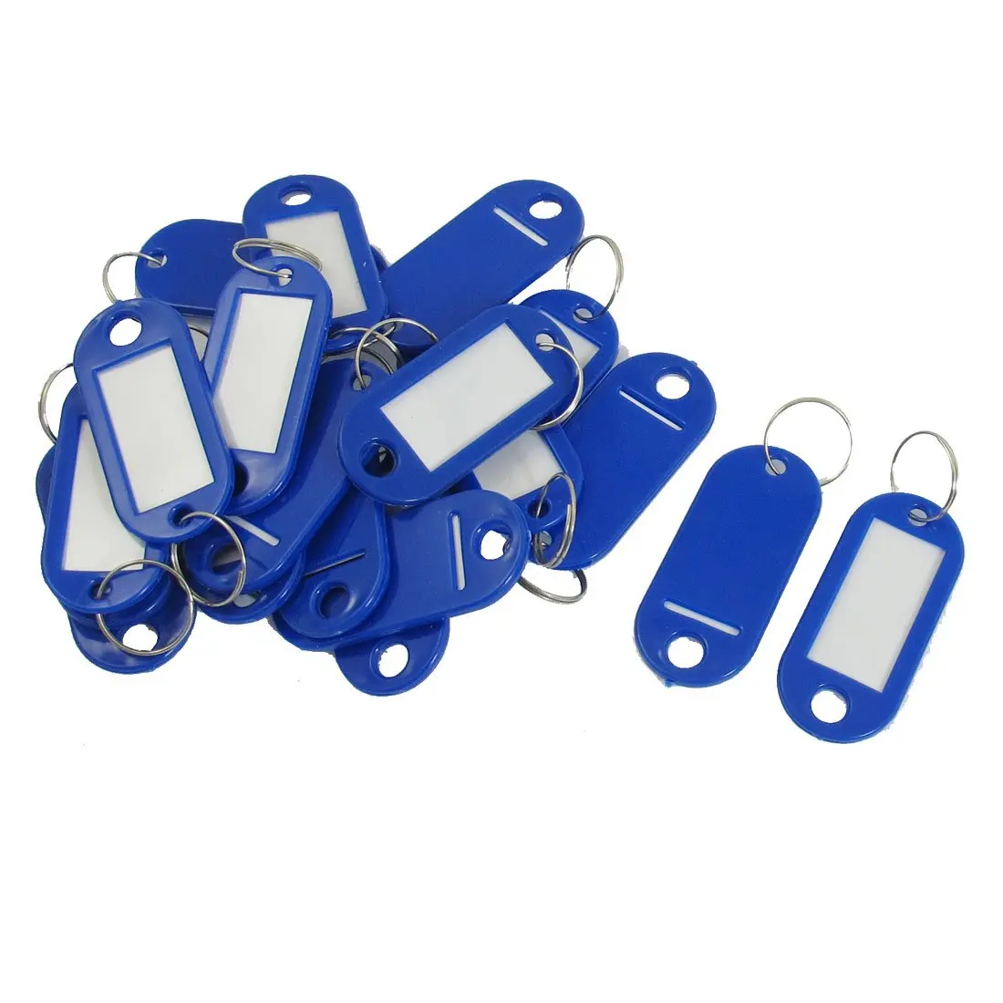 20 Pcs Key ID Label Tags Split Ring Keyring Keychain Blue Key Fobs ID ...