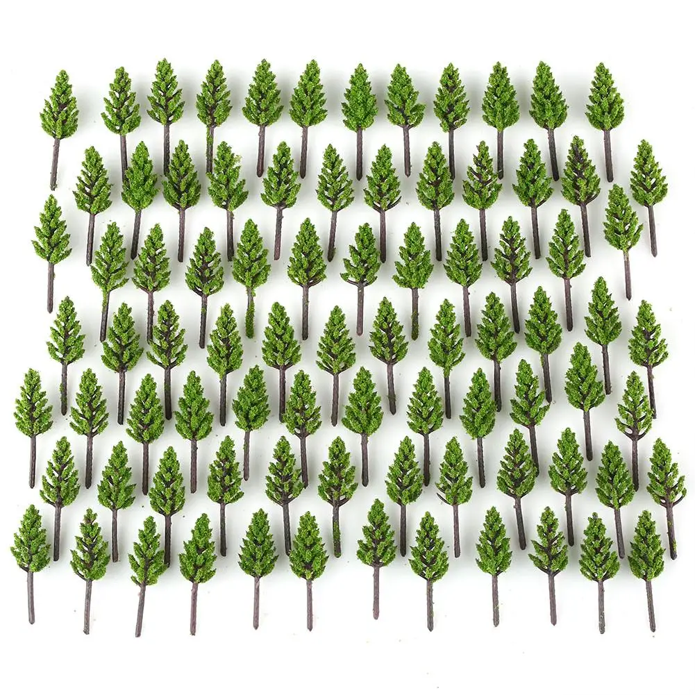 100pcs Model Pine Trees Deep Green For N Z Scale Building Street Layout ...