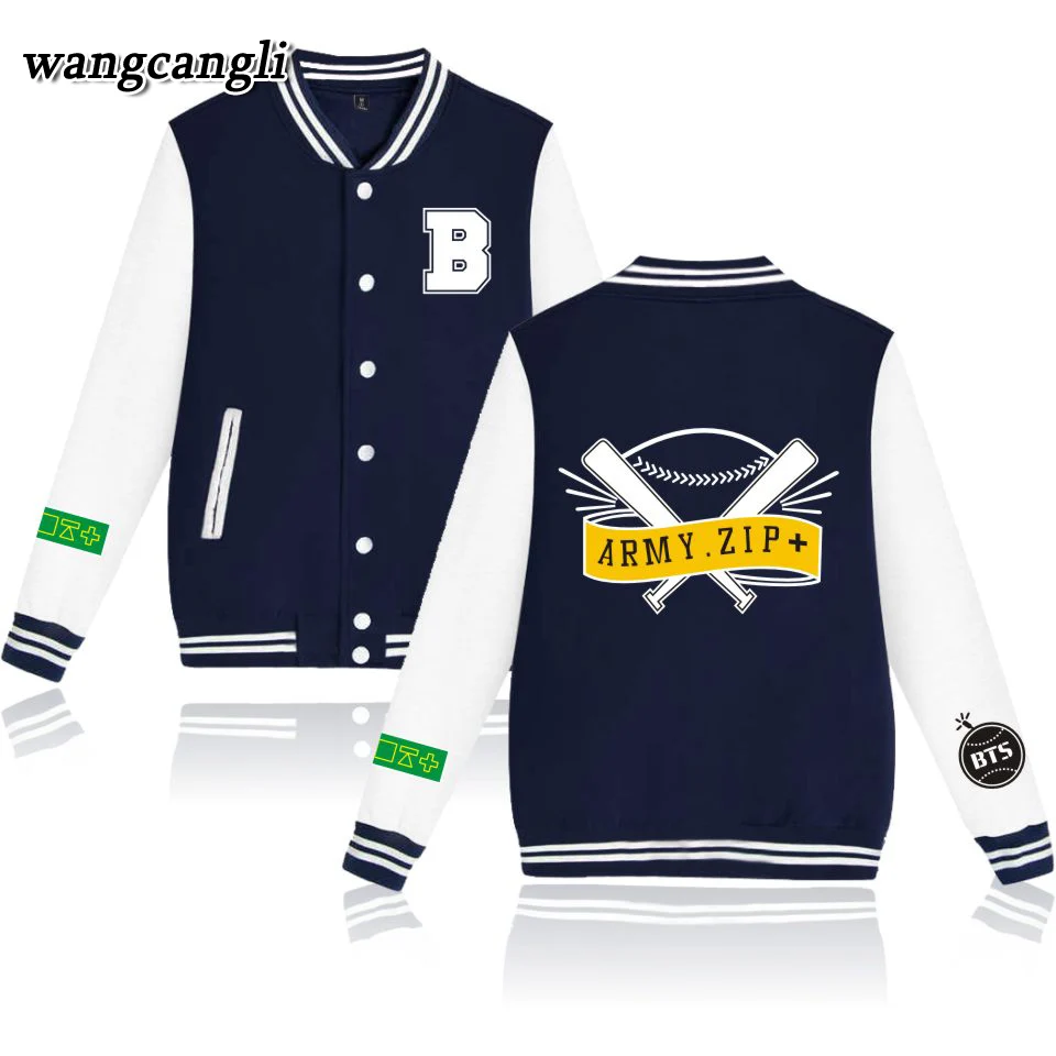 2018 Kpop BTS Baseball Jacket Casual Coat Hoodies FM ARMY.ZIP+ Varsity ...