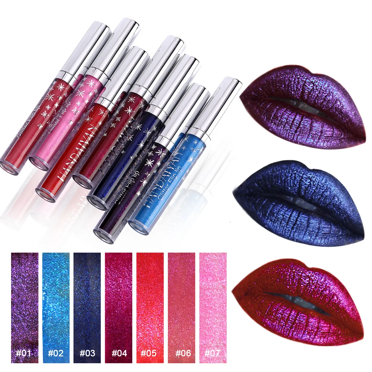 1pc Diamond Metallic Lip Gloss Glitter Metallic Liquid Lipstick Glitter