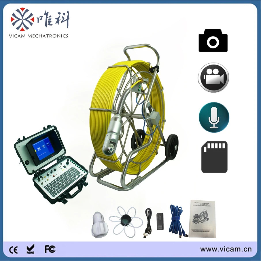Tube New Video Inspection Detector Cctv Pipe 50mm Pt Camera With 512hz ...