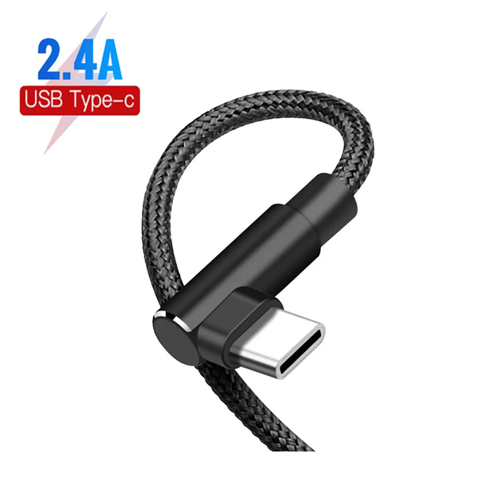 QC 3.0 Double Elbow Mobile Phone USB Data Cable Micro USB Type C Cable ...