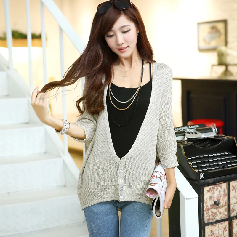 13 female half sleeve sweater cardigan cape waistcoat batwing sleeve ...