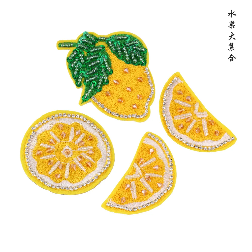 4pcs/set fruits lemon sequins beaded patches for clothing DIY ...