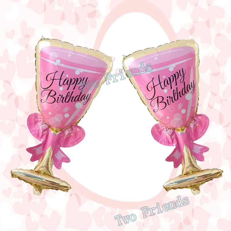2pcs Birthday Cup Foil Balloons New Large Champagne Cup Wine Glass