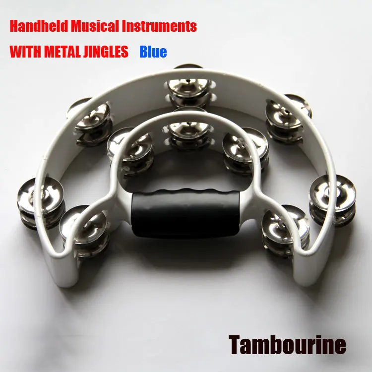 White Handheld Musical Instruments WITH METAL JINGLES Beat Tambourine ...