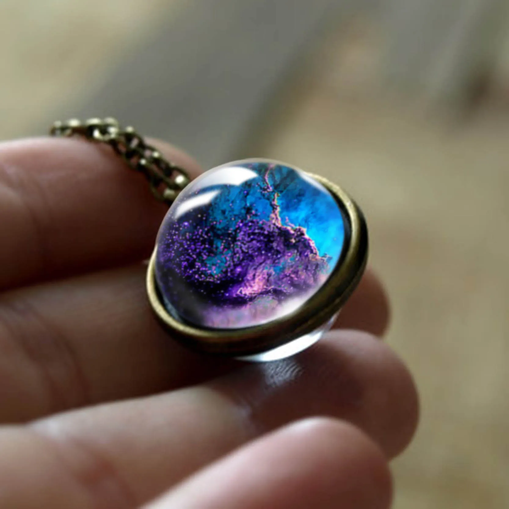 Round Shaped Space Themed Pendant Necklace - dealsgala